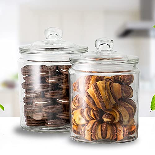 Woaiwo-q 35 oz Glass Jars, Glass Storage Container with Glass Lid for Biscuits, Candy, Dry Goods, Beans, Cookie Jar with Lid for Home & Kitchen (Set of 6)