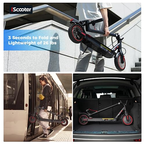 iScooter Electric Scooter Adults and Teenages, 15.6 MPH, 18 Miles Range, 10'' Honeycomb Solid Tires, 500W Foldable and Cruise Control Escooter with Double Braking System and APP