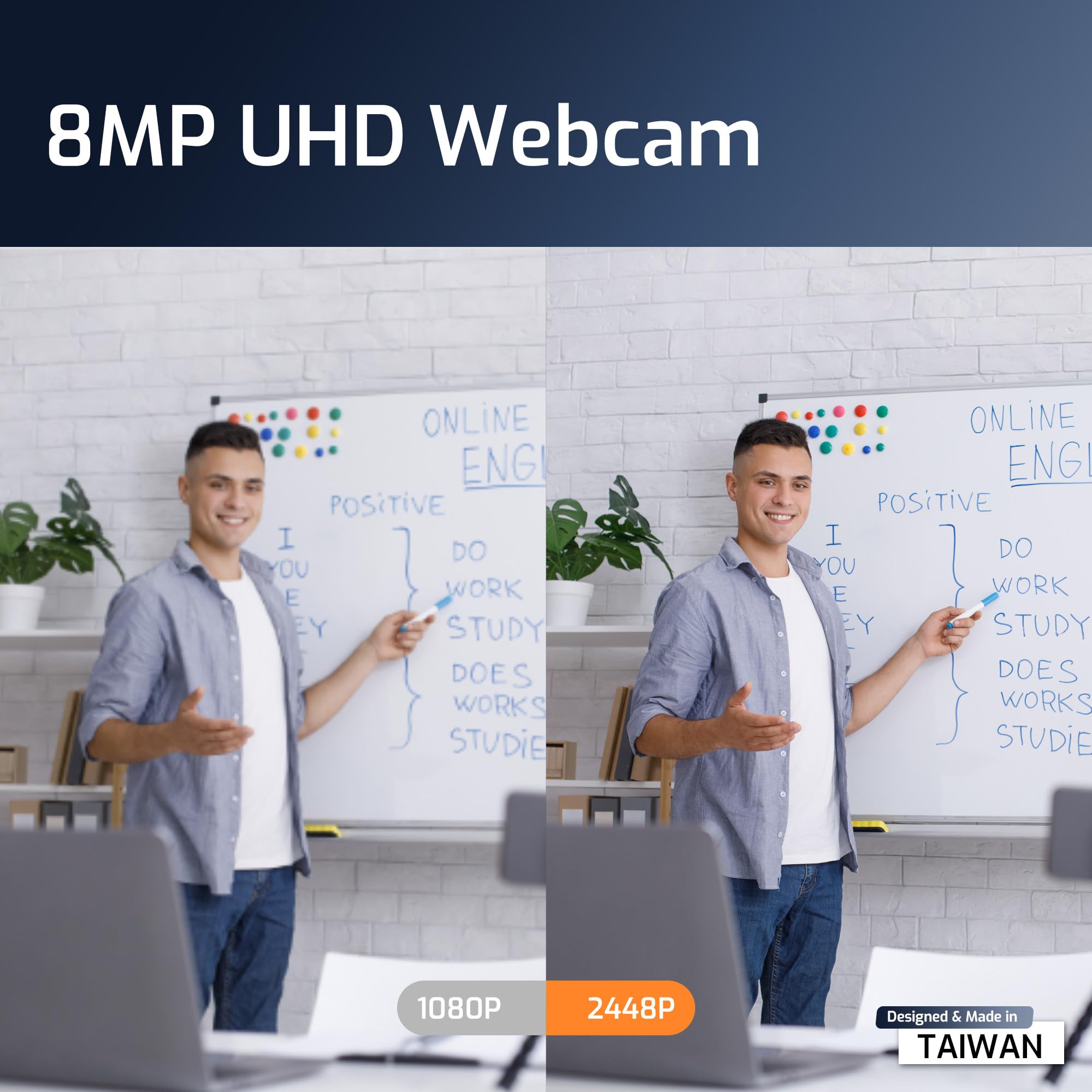 INSWAN INS-1 USB Document Camera β 8MP Ultra HD, Auto Focus, LED Light, Built-in Microphone, Mac OS, Windows, Chromebook Compatible for Distance Learning, Remote Teaching, Web Conferencing, Live Demo