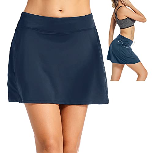 Hubunucc Women's Athletic Skorts Tennis Lightweight Active Skirts with Shorts Pockets Running Golf Workout Sports,178,Navy,2XL