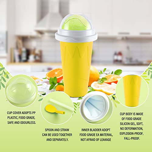 Slushie Maker Cup(2 Pack), Magic Quick Frozen Slushy Cup, Double Layer Squeeze Cup, Cool Stuff Birthday Gifts for Kids (Pink&Yellow)
