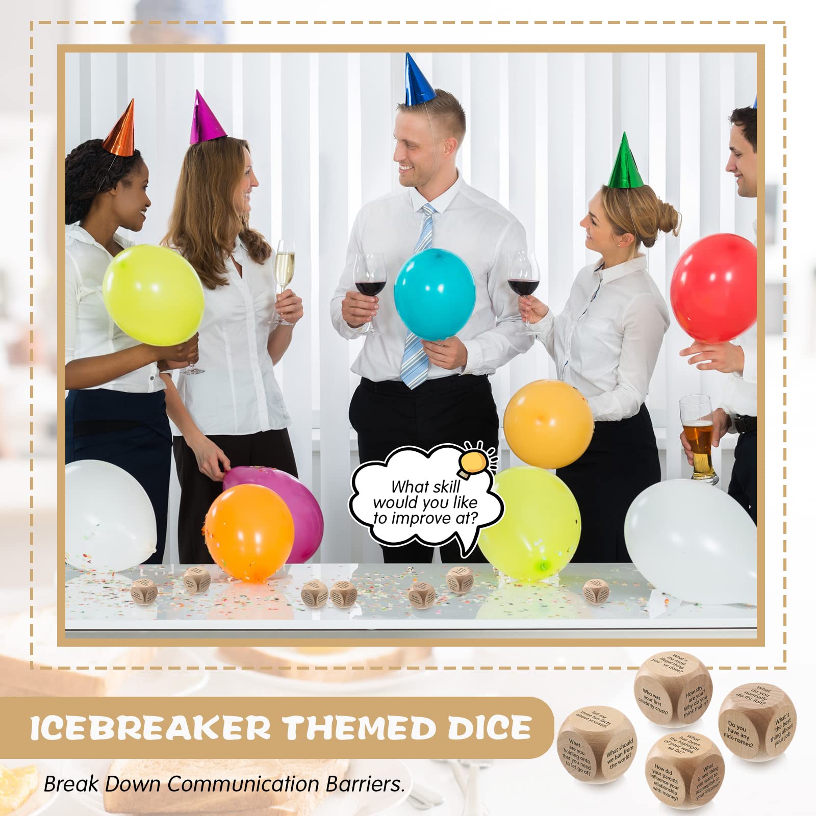 Hanaive 12 Pcs Conversation Starter Ice Breaking Team Games Ice Breaking Dice Game for Adults Team Building Work Office(Black)