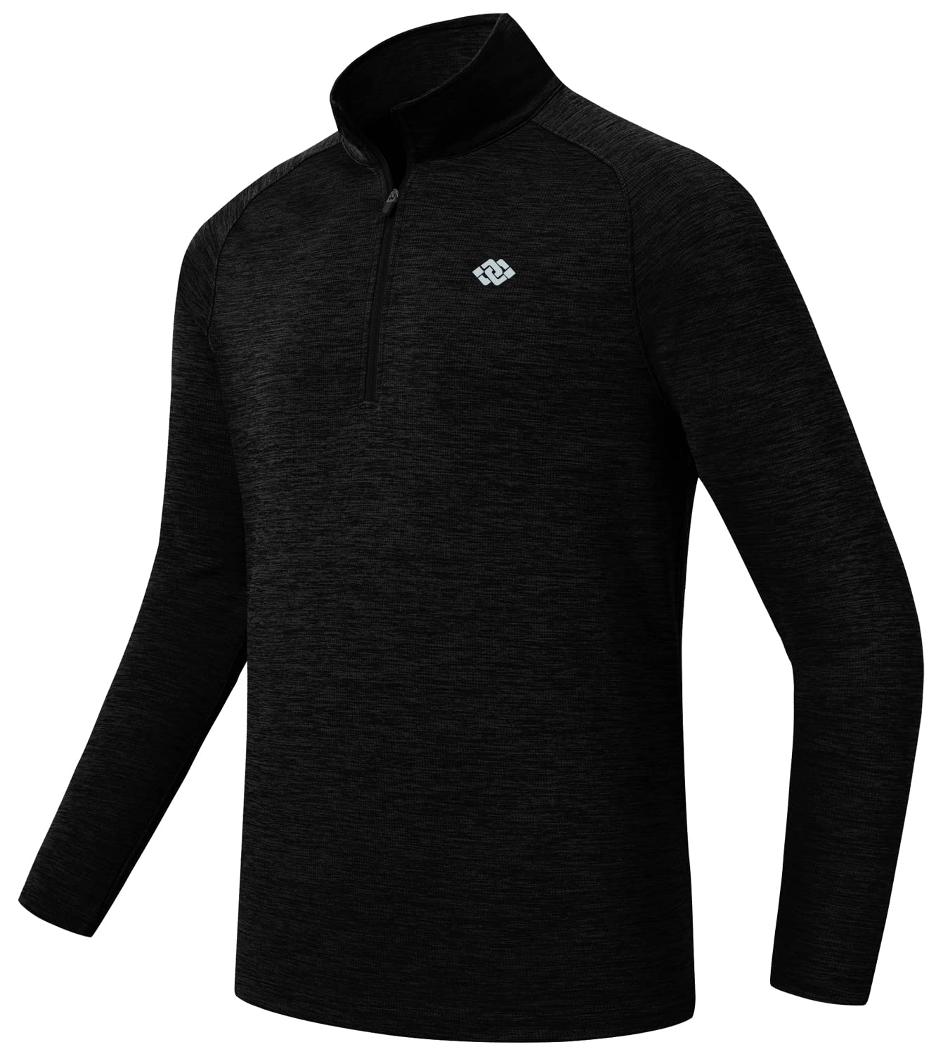 MoFiz Mens Quarter Zip Pullover Dry Fit Running Hiking Shirt Long Sleeve Shirts Lightweight Athletic Top Black XL