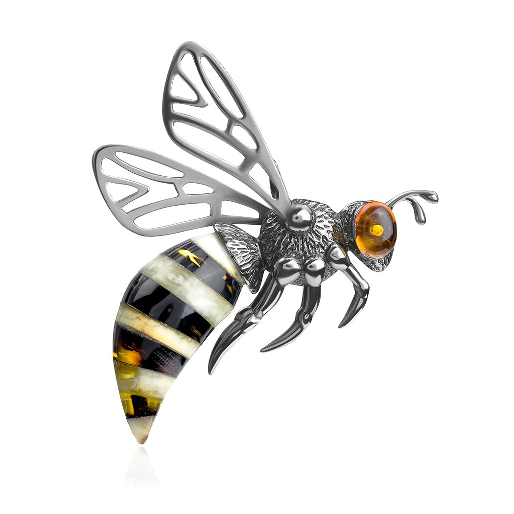 Ian and Valeri Co. Multicolor Amber Sterling Silver Bee Pendant