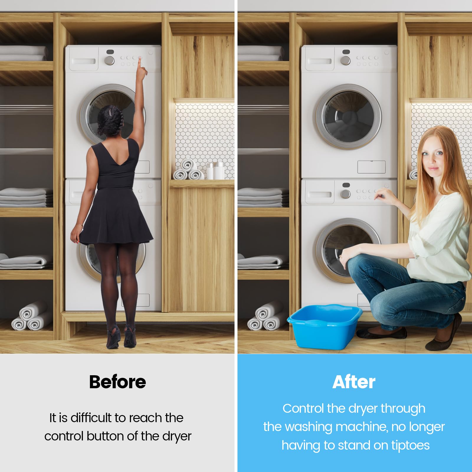 Haoguo Upgraded DV-MCK/A1 Laundry Multicontrol Kit with Longer Wire (Extended by 10cm), Compatible with Samsung Front Load Washer and Dryer, Control Dryer through Stacked Washer