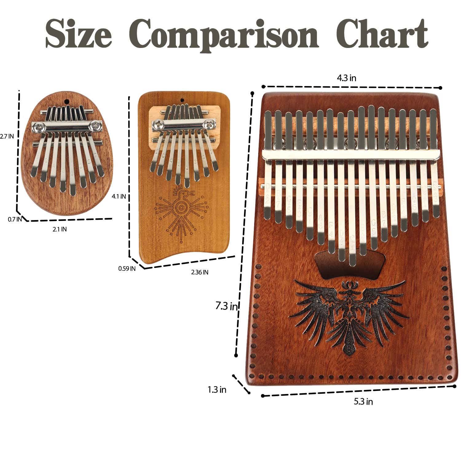 Ironkoi Kalimba 8 Keys Thumb Piano tuning hammer and learning instructions, portable Mbira Sanza finger piano, gift for children and adults