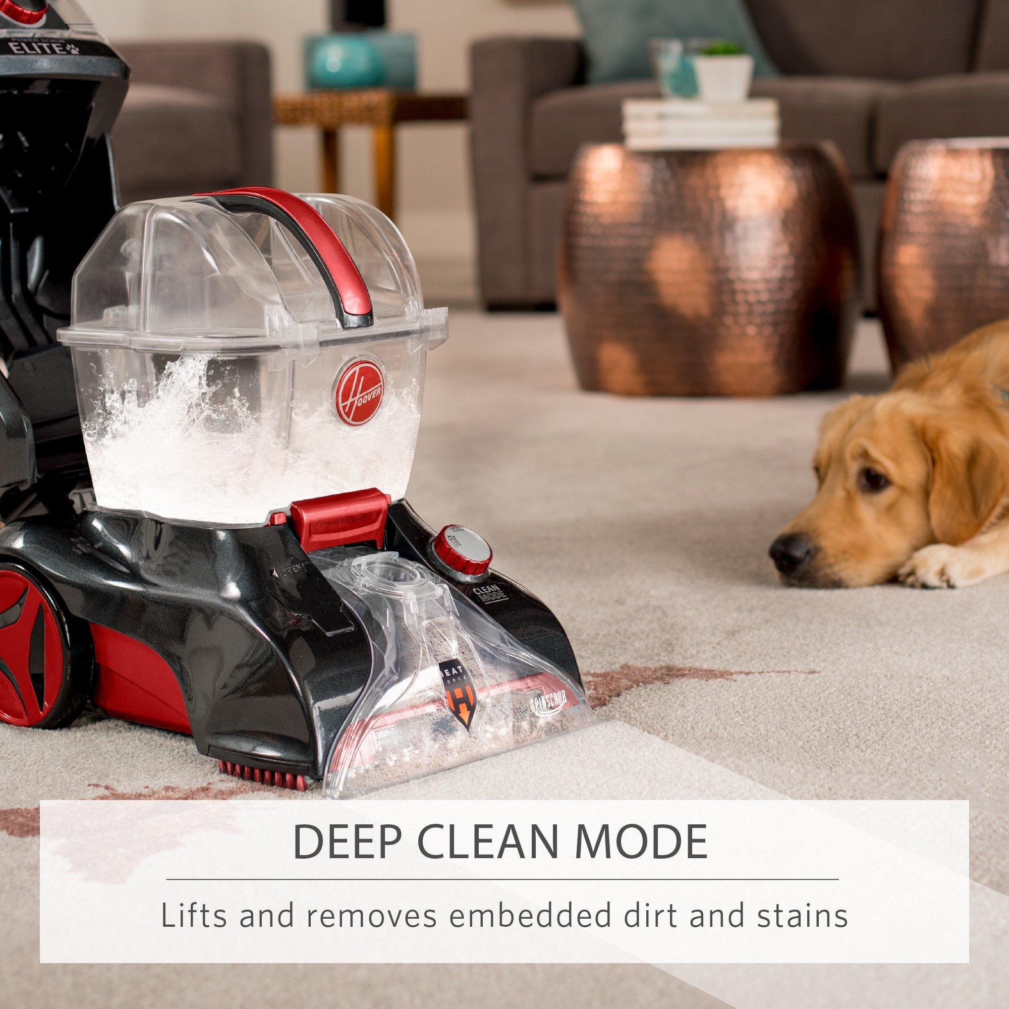 Hoover Power Scrub Elite Pet Upright Carpet Cleaner and Shampooer, Lightweight Machine, Red, FH50251PC