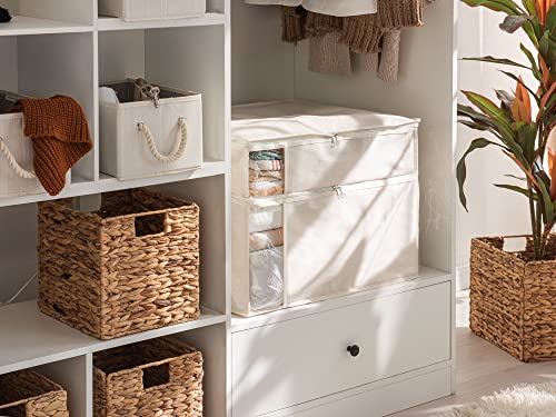 StorageWorks 135L Large Storage Bags, Storage Containers for Clothes, Blanket Storage Bags with Dual Zipper, Clear Window Storage Bins, Beige, 2-Pack