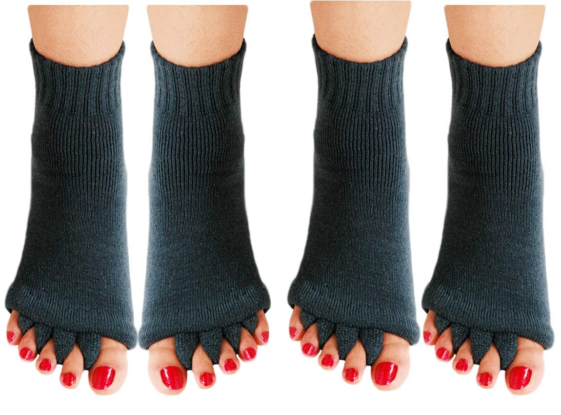 Homrap Toe Separator Yoga Gym Sports Massage Foot Alignment Socks 2 Pairs (CS-007E)