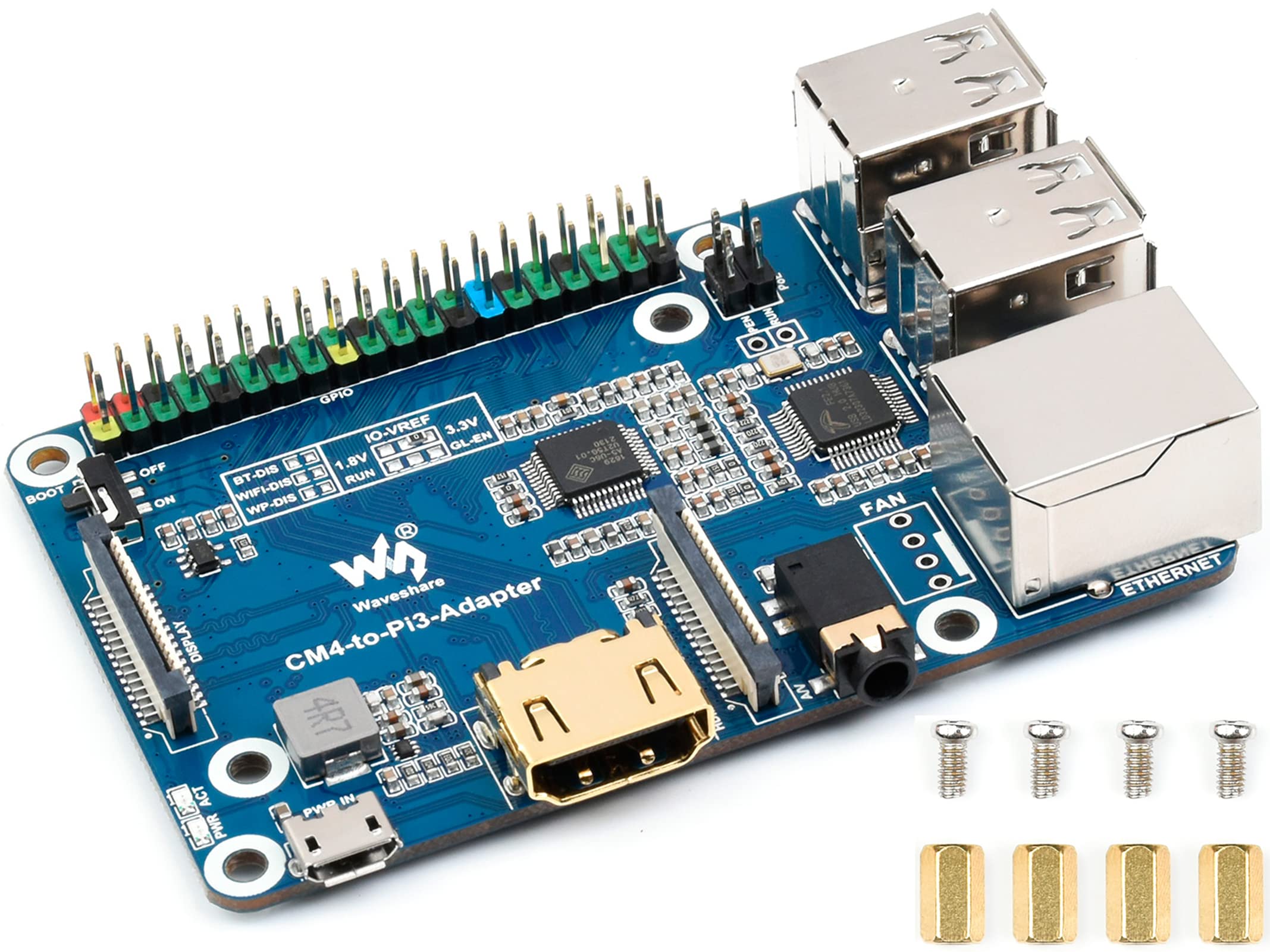 Raspberry Pi Compute Module 4 to Pi 3B/3B+ Adapter,Connect Compute Module 4 with Converter Board to Replace Raspberry Pi 3 Model B/3B+,Alternative for RPi 3B/3B+ Compatible with Pi 3B/ 3B+ Hats
