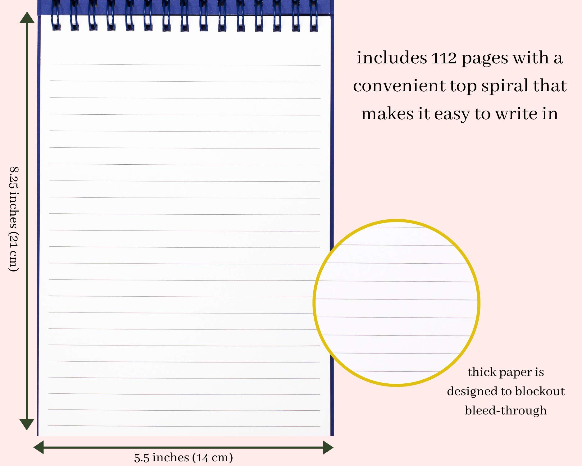 Kate Spade New York Small College Ruled Notebook, Top Spiral Notebook with 112 Pages, 8.5" x 5.5" Writing Pad, Spring Plaid
