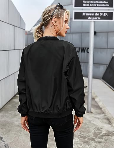 Zeagoo Womens Classic Quilted Jacket Short Bomber Jacket Coat, Black, Small