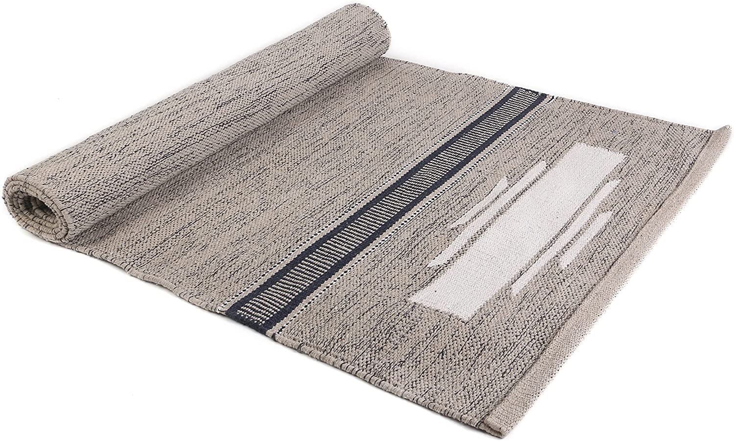 KD Cotton Yoga Mat Hand Woven Yoga Mat Eco Freindly Organic Handloom Mat Supreme Heavy Quality with Carry Strap- 24" x 72" Exercise Mat (MultiColor)