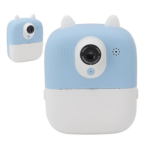 jerss Childrens Digital Camera 6 Filter Effects Face Recognition Auto Print Digital Camera 1080P ABS Home Silicone for Children (Blue)