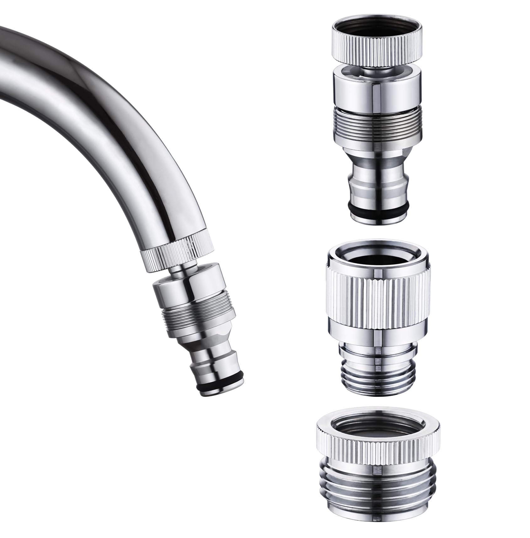 Hsmhose Sink Faucet Quick Connector Faucet to Garden Hose Adapter Dishwasher Washer Snap Coupling Adapter, for Bathroom, kitchen, Garden, Shower Hose, Pet Bathing