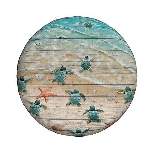 Sea Turtle Starfish Spare Tire Cover Wheel Protectors Cover Weatherproof Sun Protection Tyre Covers,14" 15" 16" 17"