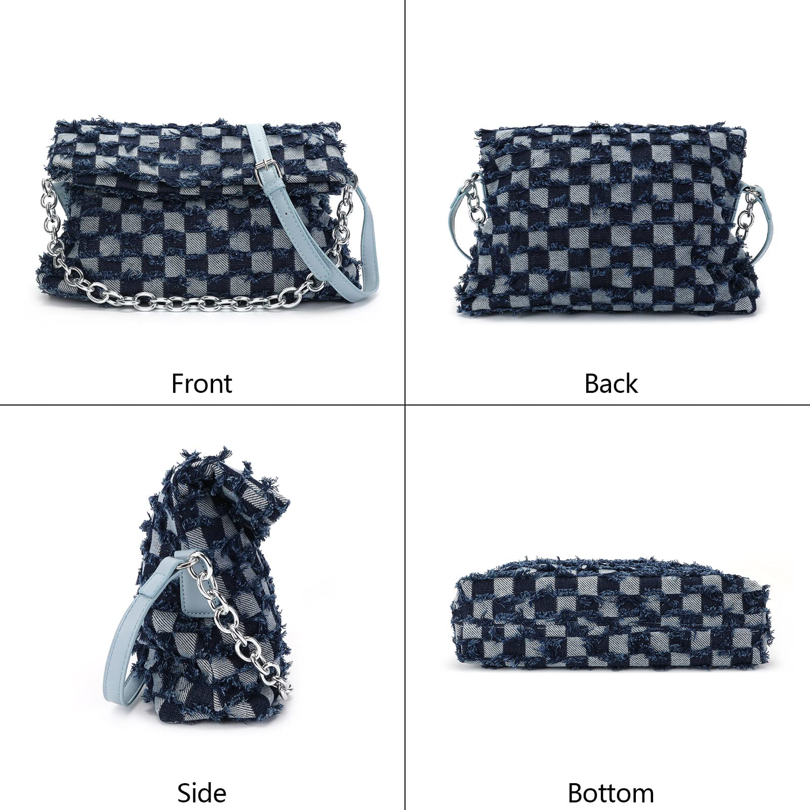 MAXWISE Denim Hobo Bag For Women Canvas Shoulder Tote Bag(Dark Blue)
