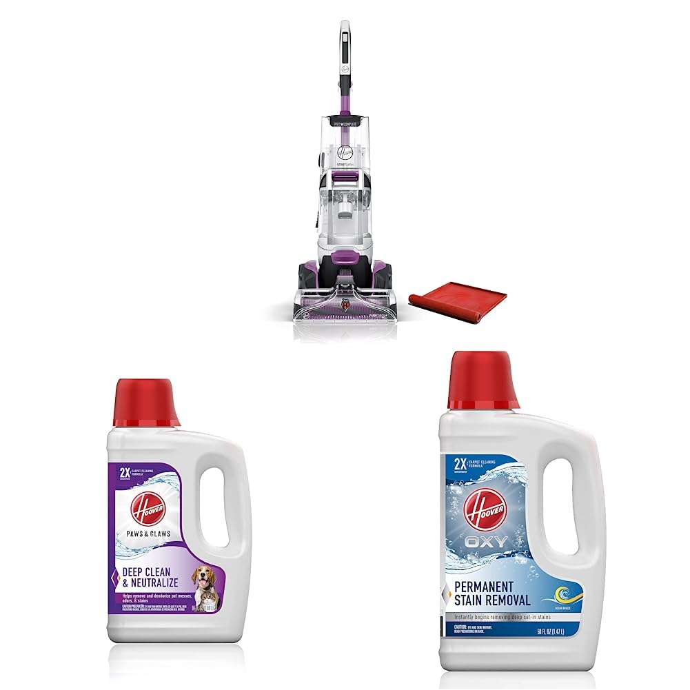 Hoover SmartWash Automatic Carpet Cleaner Spot Chaser Stain Remover Wand & Paws & Claws Deep Cleaning Carpet Shampoo & Oxy Deep Cleaning Carpet Shampoo