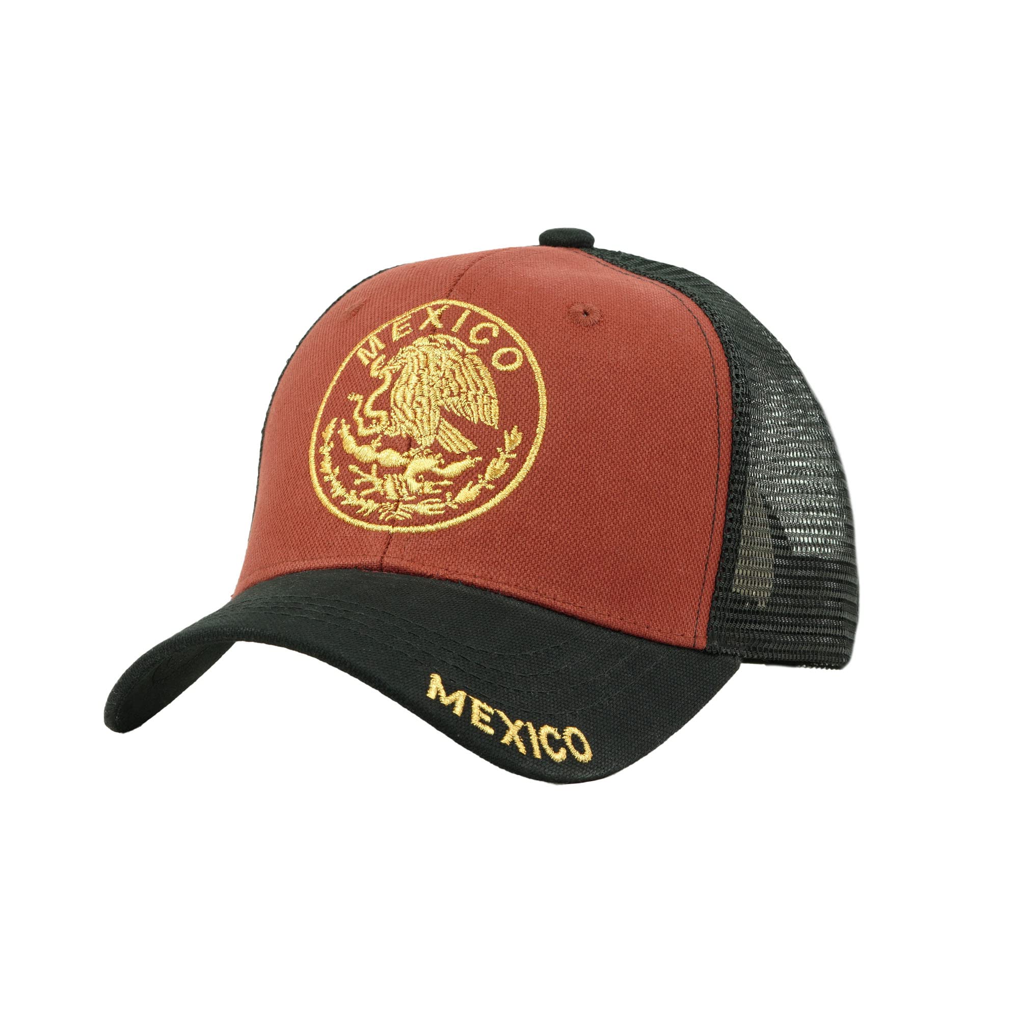 Mexico Eagle Patch Embroidery Trucker Mesh Hat Adjustable Hecho En Mexico Baseball Cap (Red)