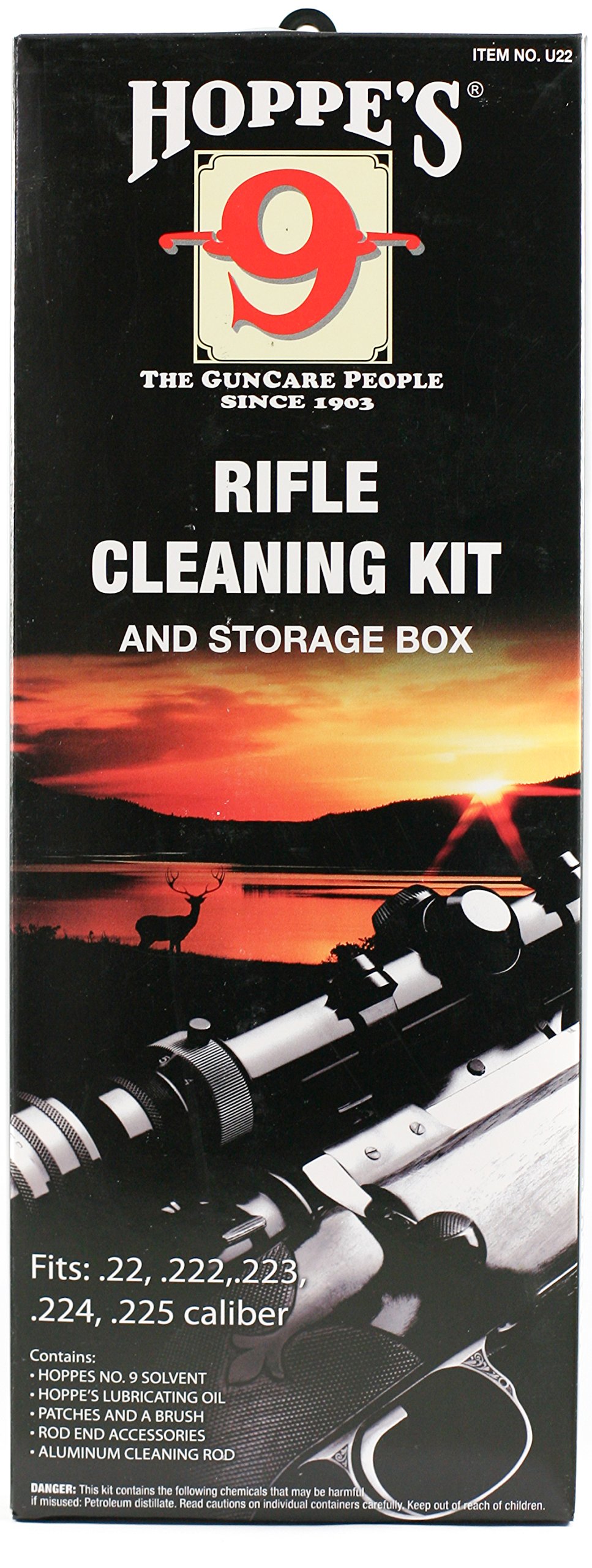 Hoppe's No. 9 Cleaning Kit with Aluminum Rod, Universal .22-.225 Caliber Rifle/Pistol (Packaging may vary)