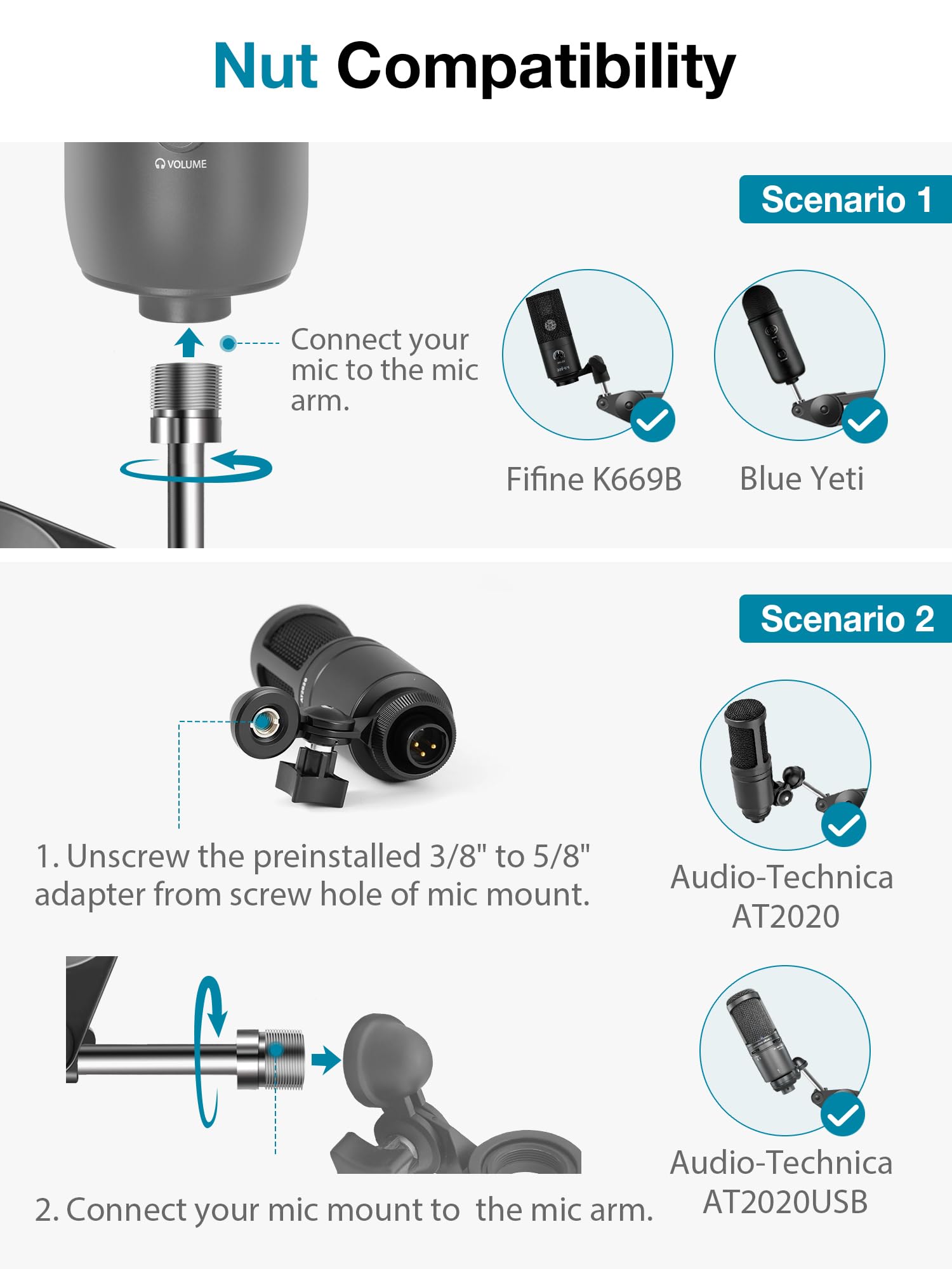 InnoGear Microphone Arm Stand, Heavy Duty Mic Arm Microphone Stand Suspension Scissor Boom Stands with Mic Clip and Cable Ties for Blue Yeti Snowball Hyper X QuadCast SoloCast Fifine Gaming (Medium)