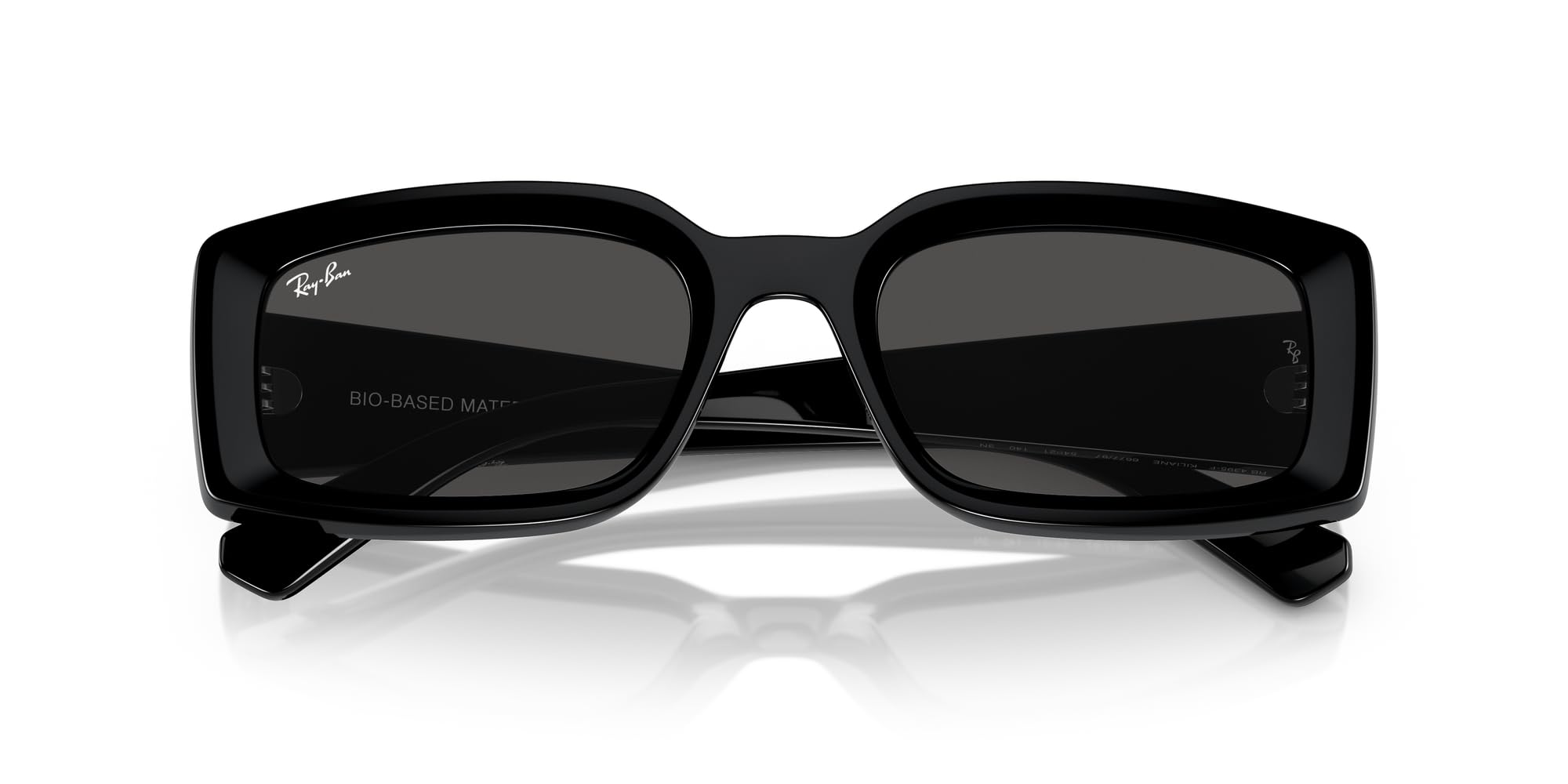 Ray-Ban Women's RB4395F Kiliane Low Bridge Fit Square Sunglasses, Black/Dark Grey, 54 mm