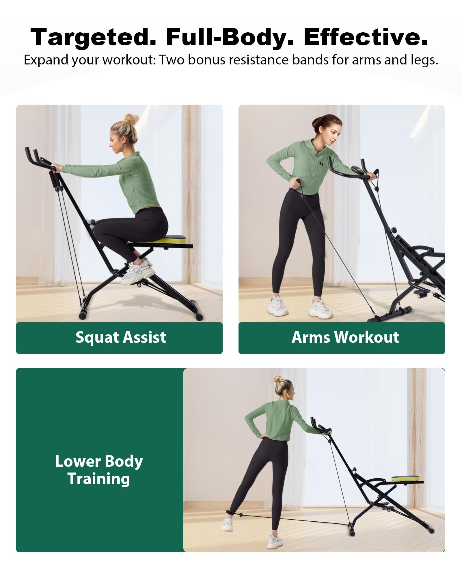 HUAGEED 3 in 1 Squat Machine for Home, Foldable Cardio Training Equipment, Squat Assist Glute Trainer for Leg Exercise & Butt Workout