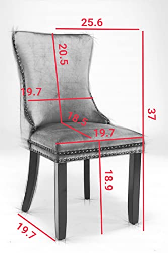 Winwee Dining Chairs Set of 4 Modern Tufted Elegant Side Chairs Armless Rubber Wood Vintage Chairs Upholstered Chairs for Kitchen Dining Room (Gray, Set of 4)