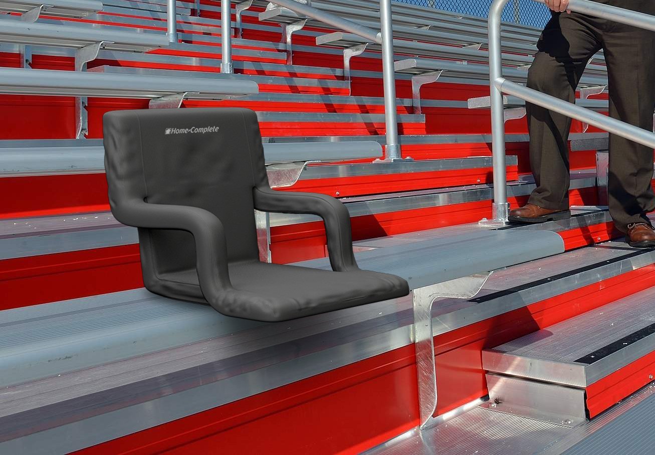 Home-Complete Wide Stadium Seat Chair Bleacher Cushion, 1-Pack, Black