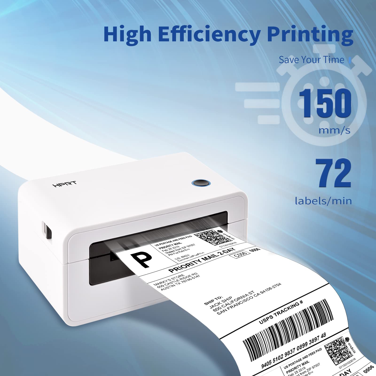 HPRT Thermal Label Printer, USPS Shipping Label Printer for Shipping Packages, Desktop Inkless Printer, Support Amazon, Shopify, UPS Mailing, Barcode, Sticker, Mailing Business