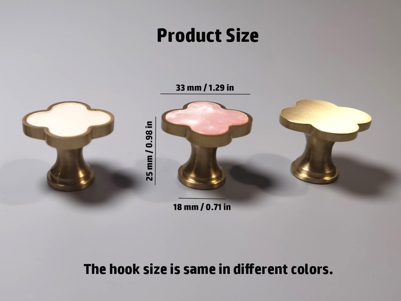 Solid Brass Decorative Wall Hooks, Coat Backpack Purse Screw-in Wall Hangers, Wall Mounted Fancy Hooks (Blossom Pink 4 Pack)