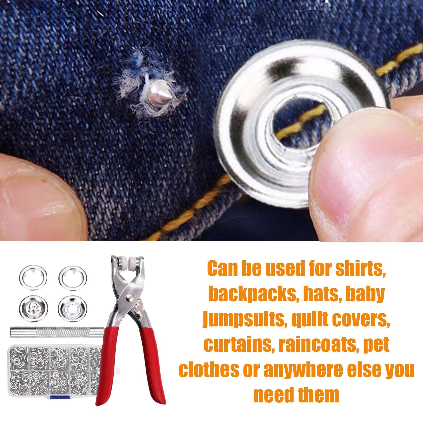 Hand Press PliersSnap, Hand Press Pliers, Heavy Duty Snap Fastener Tool for Boat Cover, Canvas, Sewing, Traps, Fastener Tool, Hand Hole Puncher, Handle Hole Punch, Soft Grip Snap Button Tool with