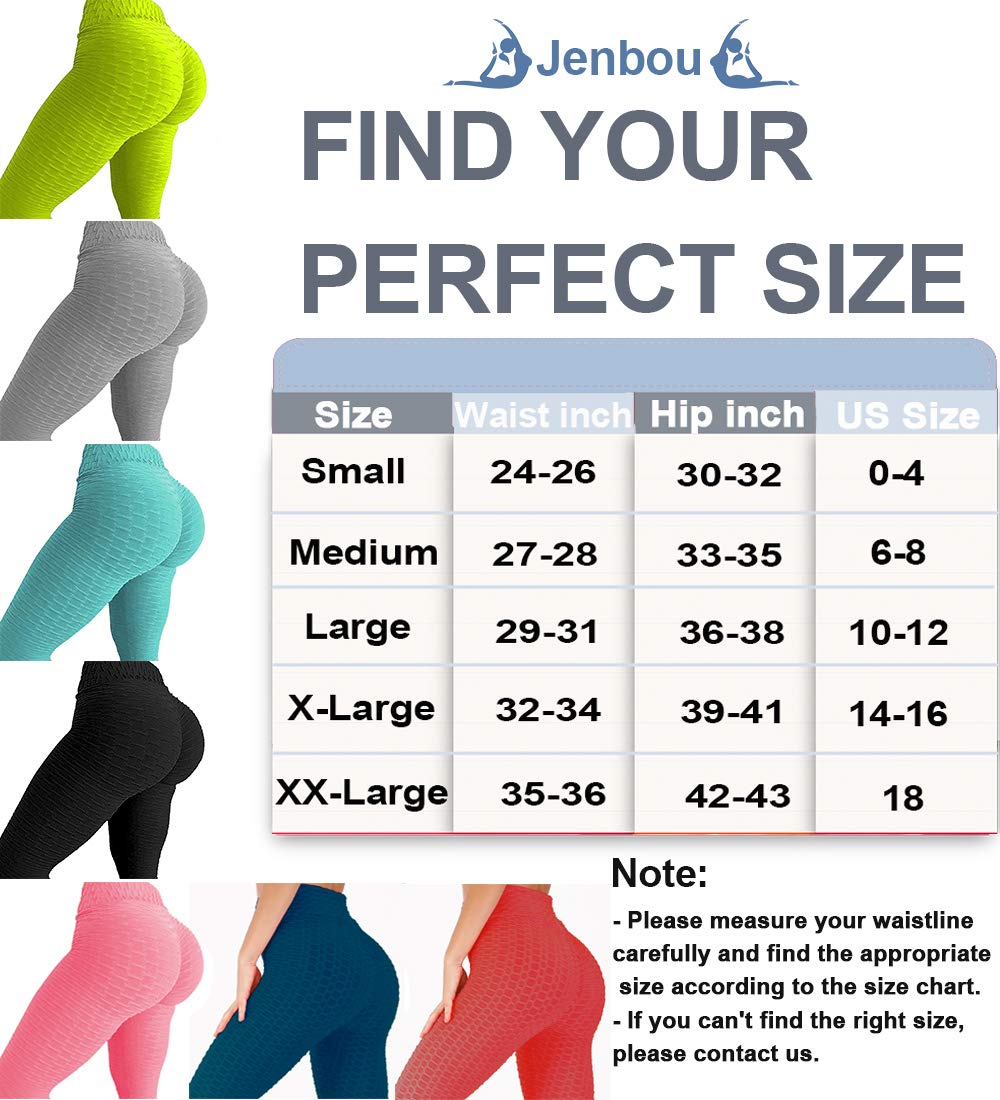 Jenbou Women's High Waist Yoga Pants Butt Lifting Ruched Stretchy Leggings Tummy Control Workout Sport Tights Black