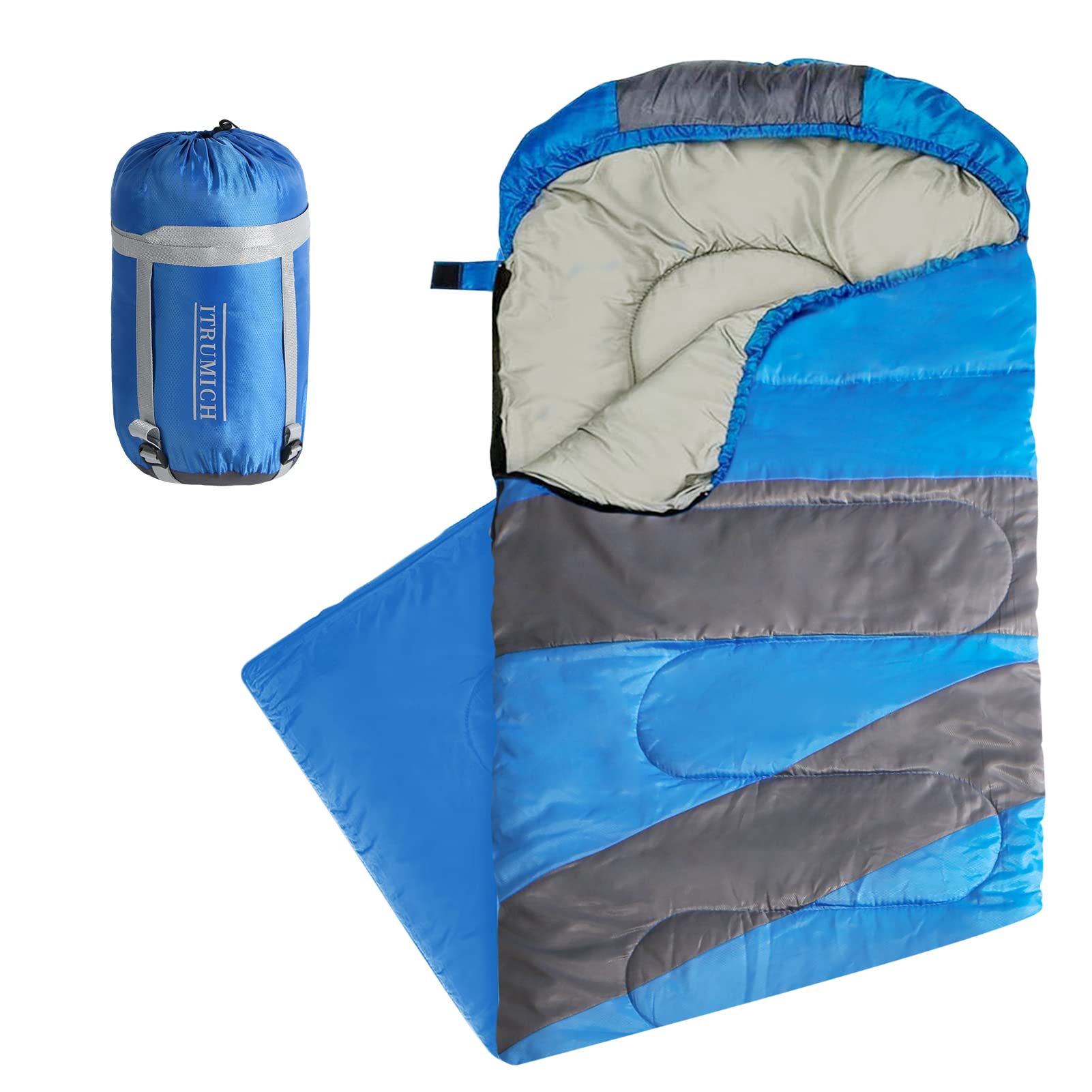 ITRUMICH Camping Sleeping Bag 4 Season Ultralight and Compact Waterproof Backpacking Sleeping Bag for Adults Hiking and Camping (Navy Blue, Standard)