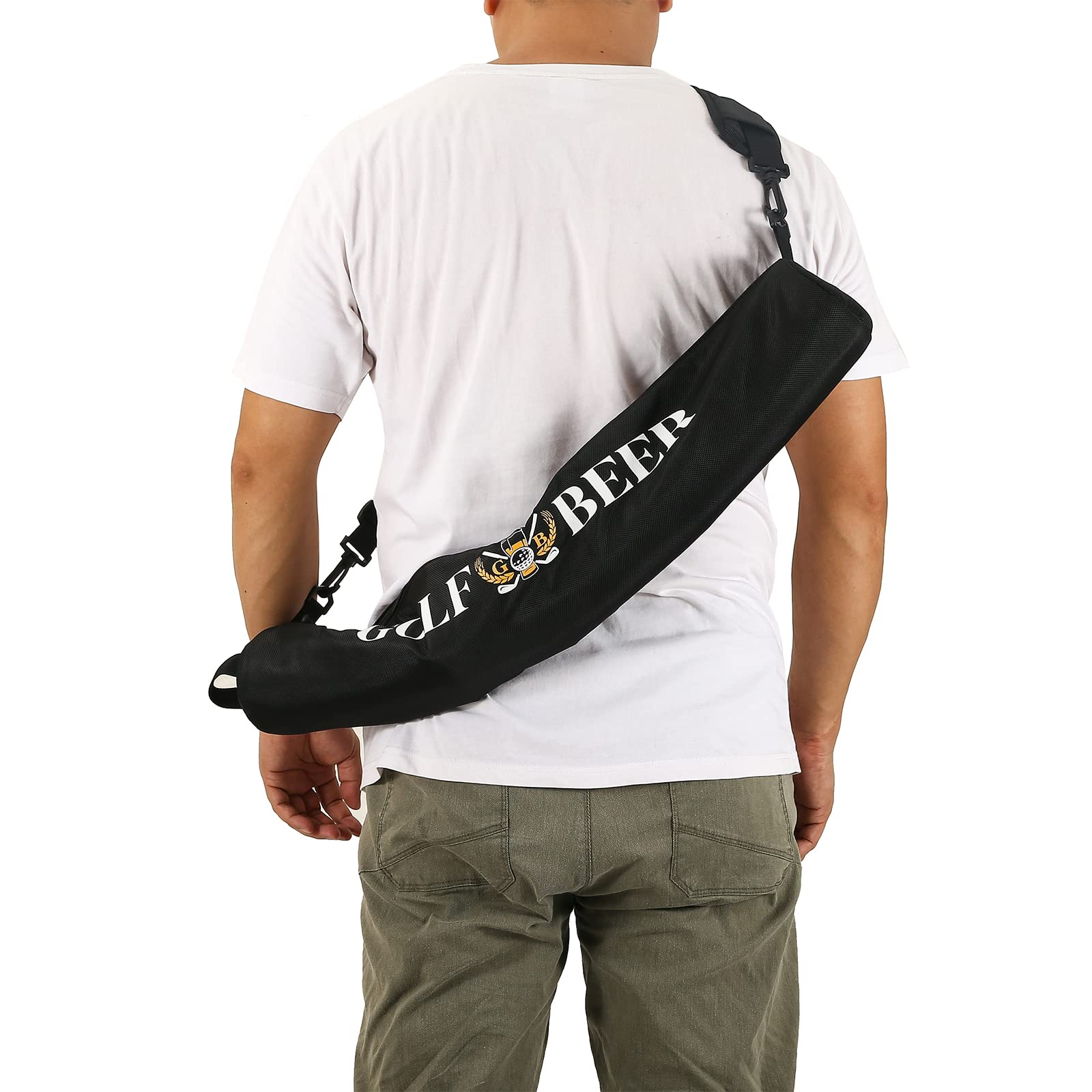 HYXITVCG Beer Sleeve for Golf Bag, 6-Cans Insulated Tube Cooler, Black