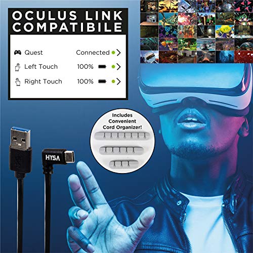 HYSA Oculus Quest Link Cable 13FT(4M) USB 3.2 G1 90 Degree Angle Type c to USB Type a high Speed Data Transfer and Fast Charging (USB-if Certified), Compatible with Oculus Quest 2 and Gaming PC