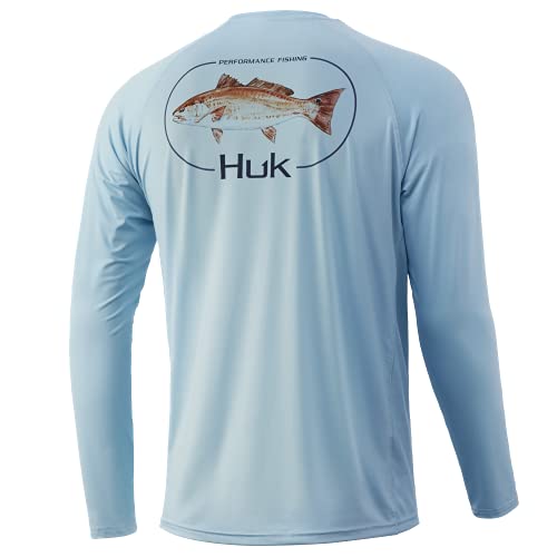 Huk Men's Americana Flag Pursuit | Long Sleeve Performance Fishing Shirt with +30 UPF Sun Protection