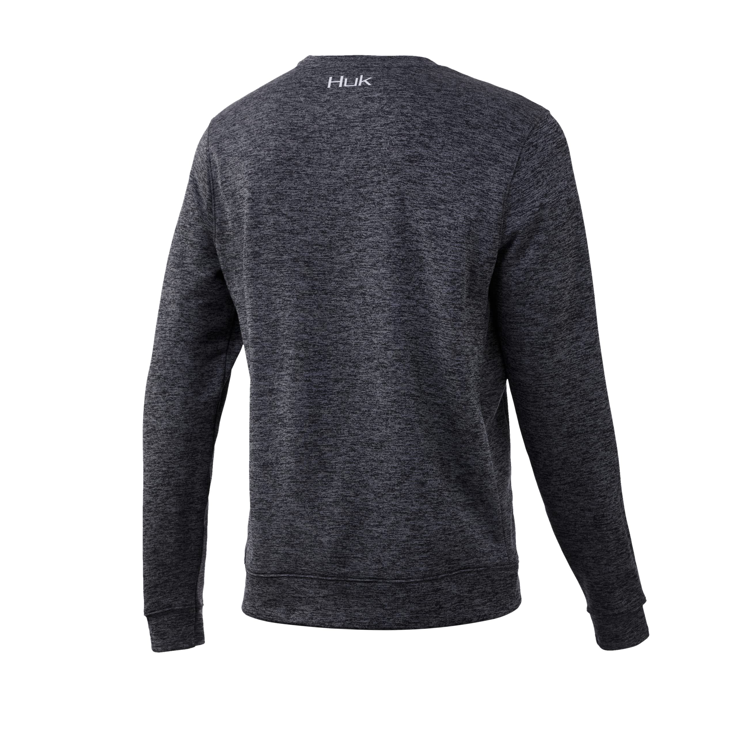 Huk Men's Fin Crew, Heather Black, Small