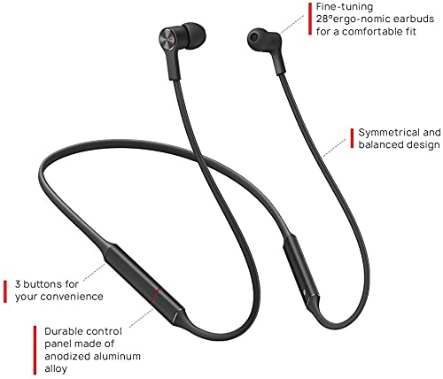 HUAWEI Wireless Earphones, FreeLace Sport Earphone Bluetooth Wireless Headset Memory Cable Metal Cavity IPX5 Fast Charging,Sold by Rolling Tek(Black)
