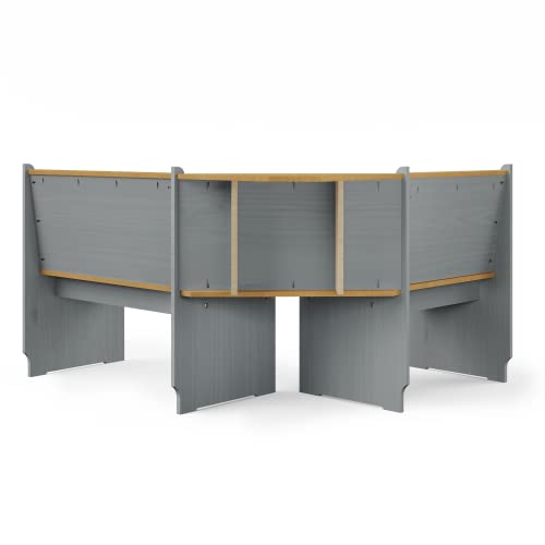 Urban Home Furniture Chapman 2 Tone Natural/Grey Solid Wood Corner Dining Set, Reversible Breakfast Nook