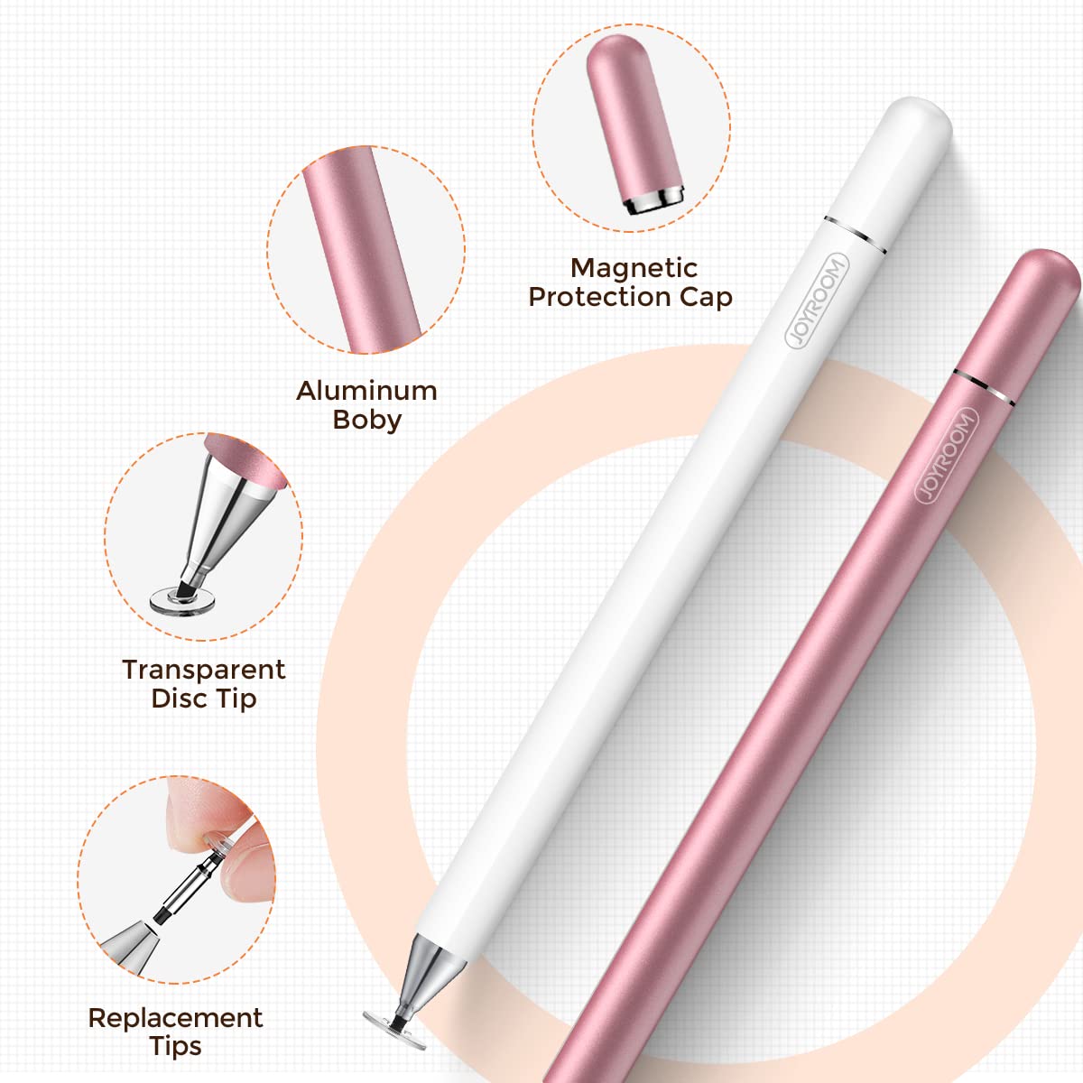joyroom Capacitive Stylus Pen for Touch Screens, Disc Tip and High Sensitivity