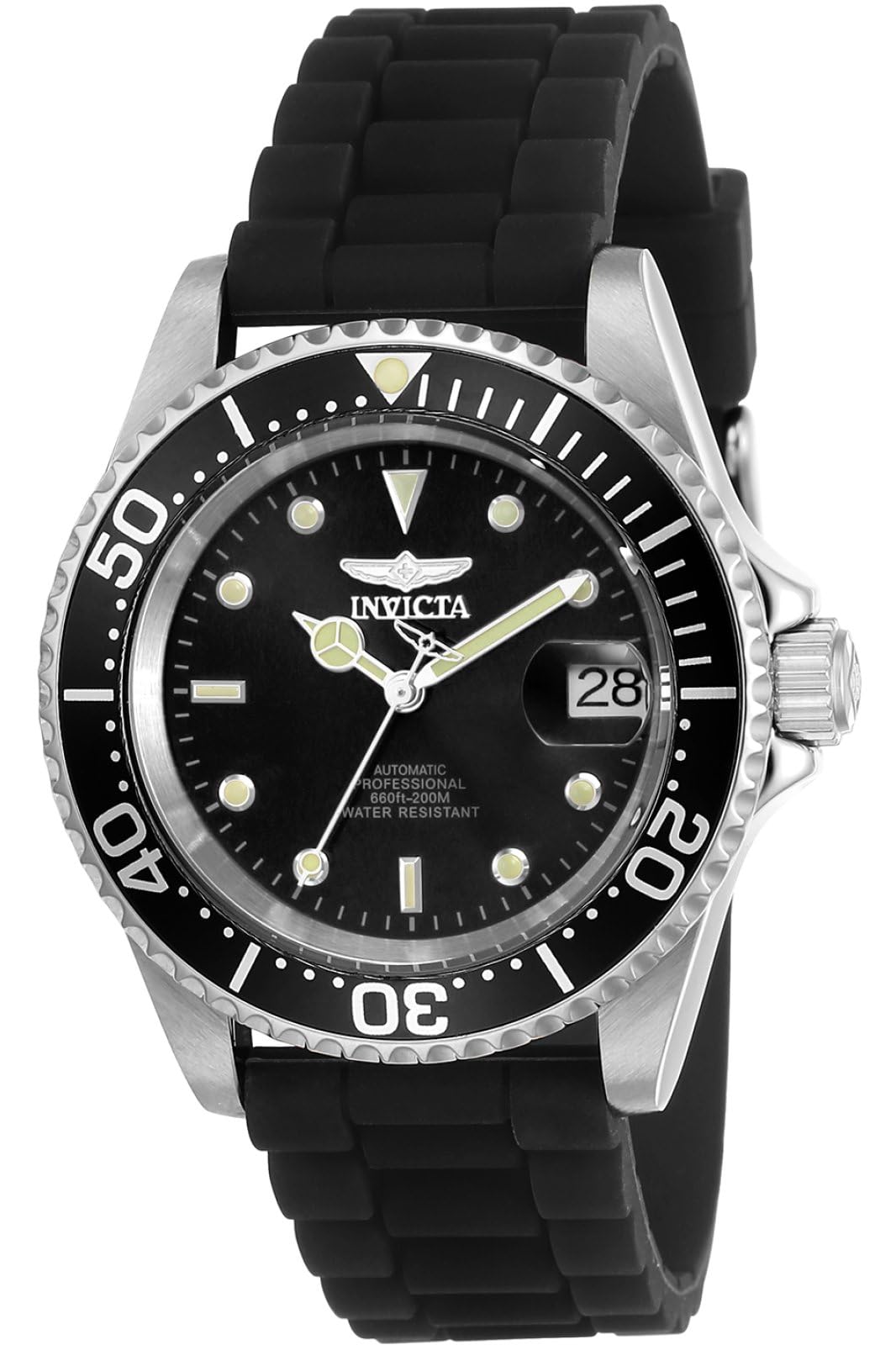 Invicta Men's Pro Diver Automatic Watch with Silicone Band, Black (Model 23678)