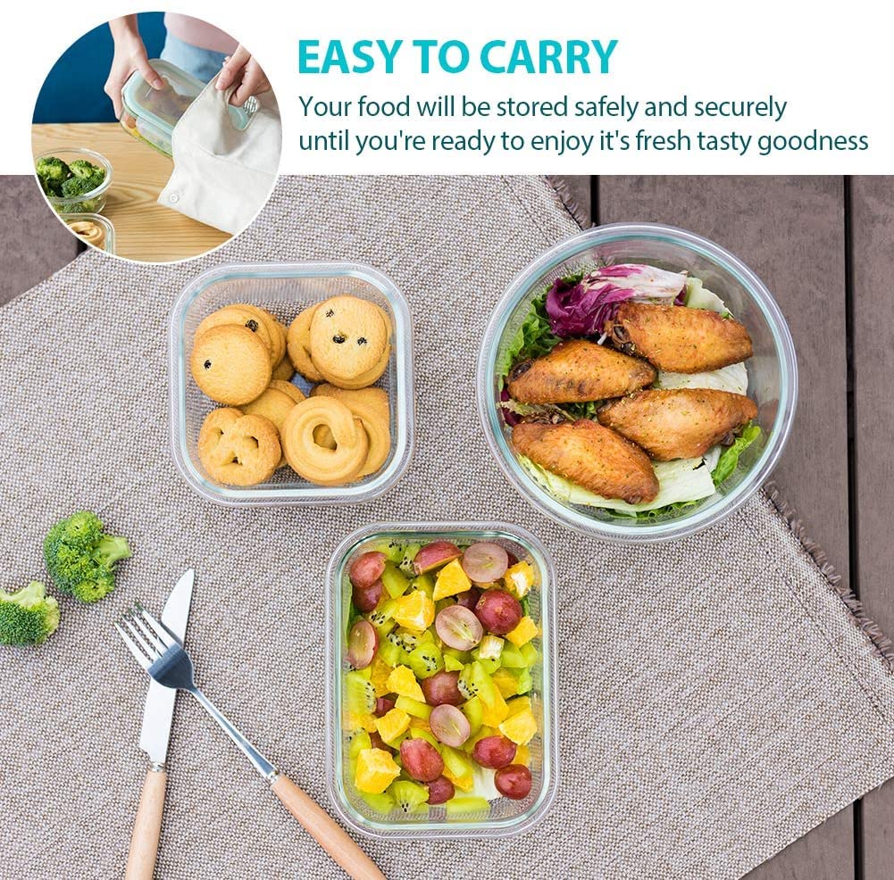 HOMBERKING 24 Pieces Glass Meal Prep Containers with Lids, Airtight Glass Bento Boxes, BPA Free & Leak Proof