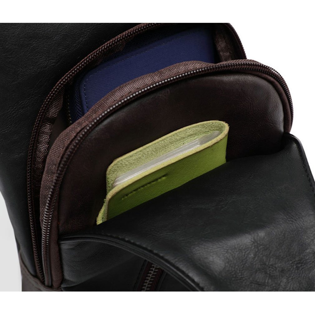 Hebetag Leather Sling Bag Crossbody Backpack for Men Women Outdoor Travel Camping Hiking Single Shoulder Chest Pack Casual Daypack