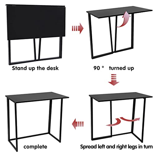 Home Study Table Computer Desk PC Laptop Office Desk Folding Writing Table Black