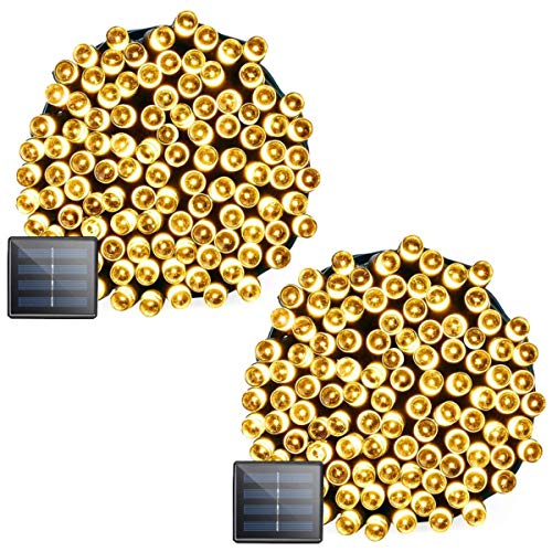 Inshere 2 Pack Solar Christmas Lights 72ft 200 Led 8 Modes Warm White Solar String Lights Ultra Bright Series Waterproof for Gardens, Homes, Party, Christmas Tree,Xmas, Outdoors