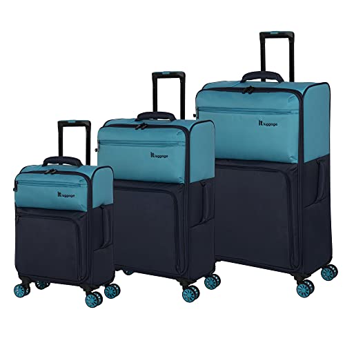 it luggage Duo-Tone 3 Piece Softside 8 Wheel Spinner, Capri Breeze/Dress Blues, 3 Pc Set
