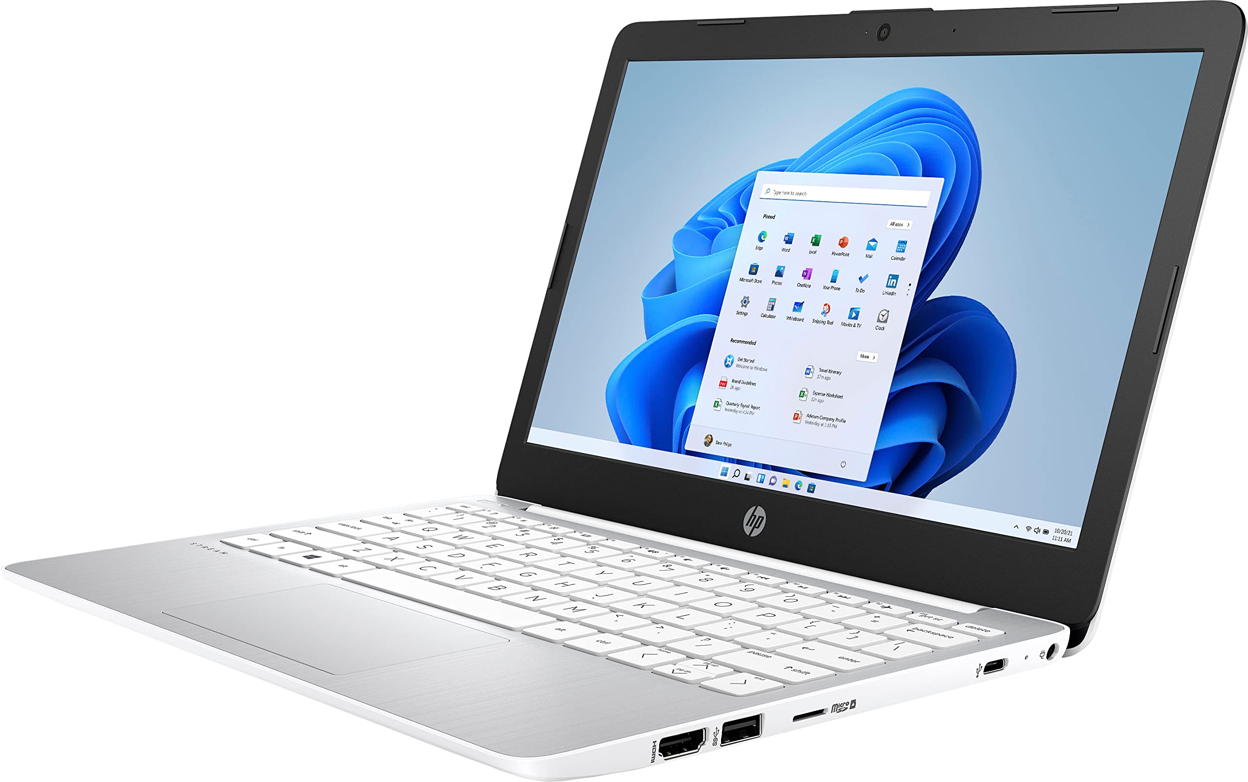 HP 2022 Stream 11.6" Laptop, Intel Celeron N4120 Quad-Core Processor,4GB DDR4 Memory,128GB Storage(64GB eMMC+64GB Card),WiFi, Bluetooth,Webcam,HDMI,Microsoft 365, Win11 S, Diamond White | TGCD Bundle