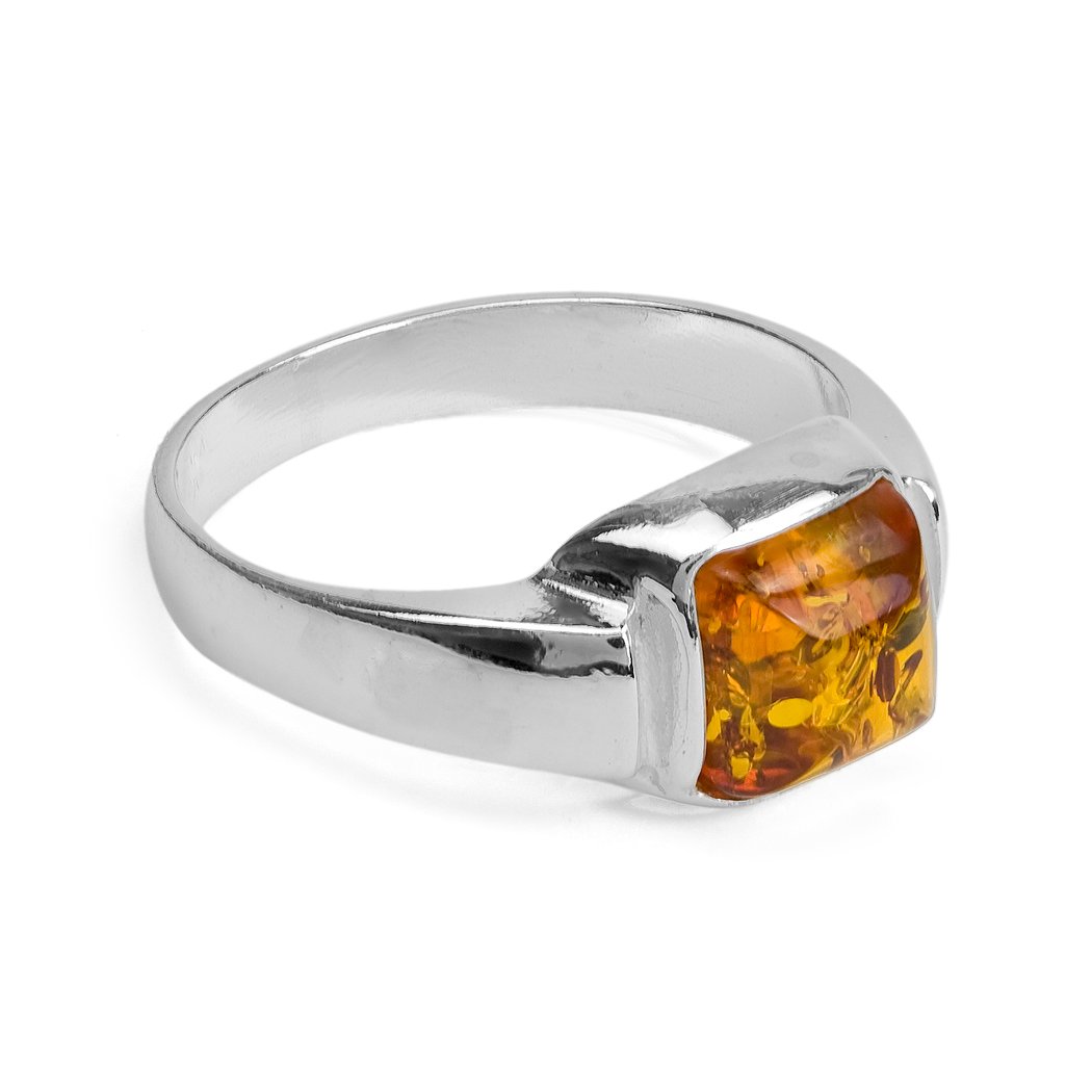 Ian and Valeri Co. Amber Sterling Silver Square Ring