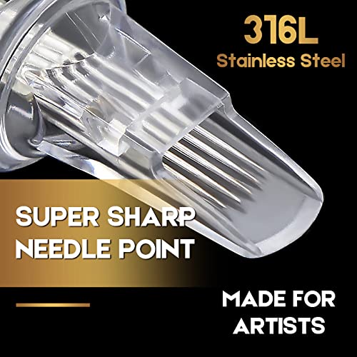 Jconly Tattoo Cartridges Needles - 40pcs Assorted Disposable Tattoo Needles Cartridge Round Shader 3RS 5RS 7RS 9RS (#12 Standard RS)…